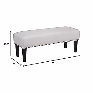 Signature Design by Ashley Beauland Contemporary Upholstered Accent Bench with Nailhead Trim, Beige