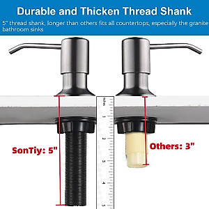 Soap Dispenser for Kitchen Sink, Built in Sink Soap Dispenser, Stainless Steel Kitchen Soap Pump Head with Bottle and 47" Extension Tube Kit