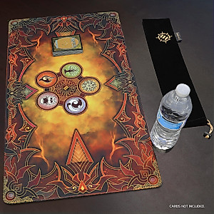 ENHANCE TCG Playmat - Tabletop Card Playmat with Stitched Edges, Smooth Surface, and Drawstring Travel Pouch - Compatible with MTG, YuGiOh, Pokemon, Lord of The Rings, and Other TCG and LCG - Flames