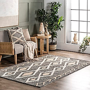 nuLOOM Calle Moroccan Arrows Wool Area Rug, 8' x 10', Grey
