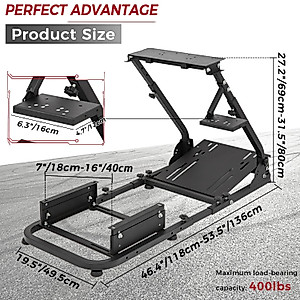 Hottoby Foldable Racing Simulator Cockpit Stand Fit for Logitech/Thrustmaster G25,G27,G29,G920,G923&T300RS,T150,T80 Multi-Angle Adjustment Sim Cockpit No Steering Wheel HandBrake Pedals Seat