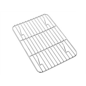 P&P CHEF Baking Rack Pack of 2, Stainless Cooling Rack for Cooking Baking Roasting Grilling Drying, Rectangle 8.6'' x 6.2'' x0.6'', Fits Small Toaster Oven, Oven & Dishwasher Safe