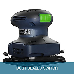 ZEITE 2.4 Amp 1/4 Sheet Sander with 12Pcs Sandpapers, Electric Palm Sander for Woodworking, 10 Ft Cord, 14000 OPM, Vacuum Attachment, Cyclonic Dust Box for Wood Polishing Sanding