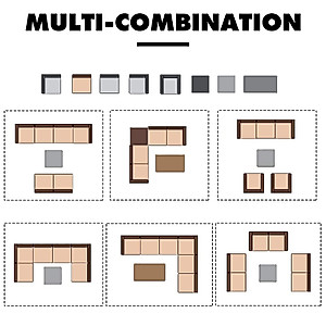 Grand patio Outdoor Furniture, Patio Wicker Sectional Sofa Modular Furniture Set Single Sofa with Thick Cushions and Frame for Deck Porch Poolside Garden (Armless Sofa)