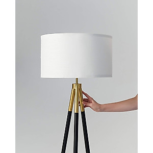 Brightech Levi LED Floor Lamp, Great Living Room/Farmhouse Décor, Black-and-Gold Tripod Lamp for Living Rooms & Offices, Tall Lamp with LED Bulbs, Standing Lamp for Bedroom Reading