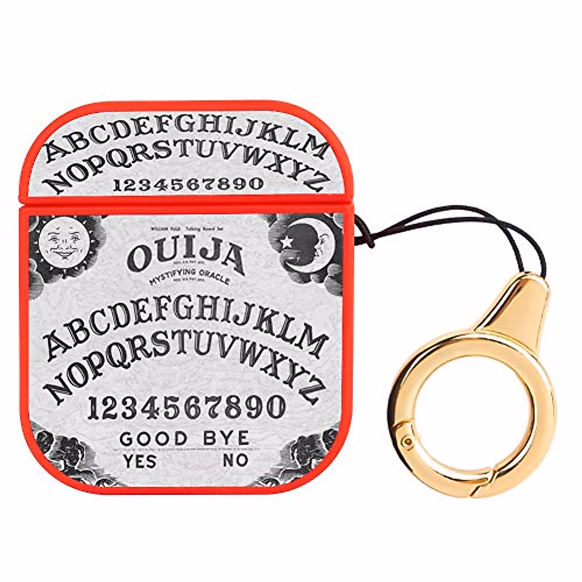 Airpods Case, Airpods Full Body Magnetic Protective Case Cover Compatible with AirPods 2/1 Ouija Board Design Durable Shockproof Case Support Wireless Charging with Key Chain (Red)