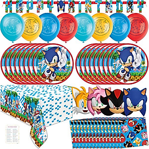 Unique Sonic Birthday Party Decorations - Sonic Party Decorations - Sonic Plates and Napkins, Tablecloth, Banner, Balloons, Checklist - Sonic Party Supplies - Sonic Birthday for 16