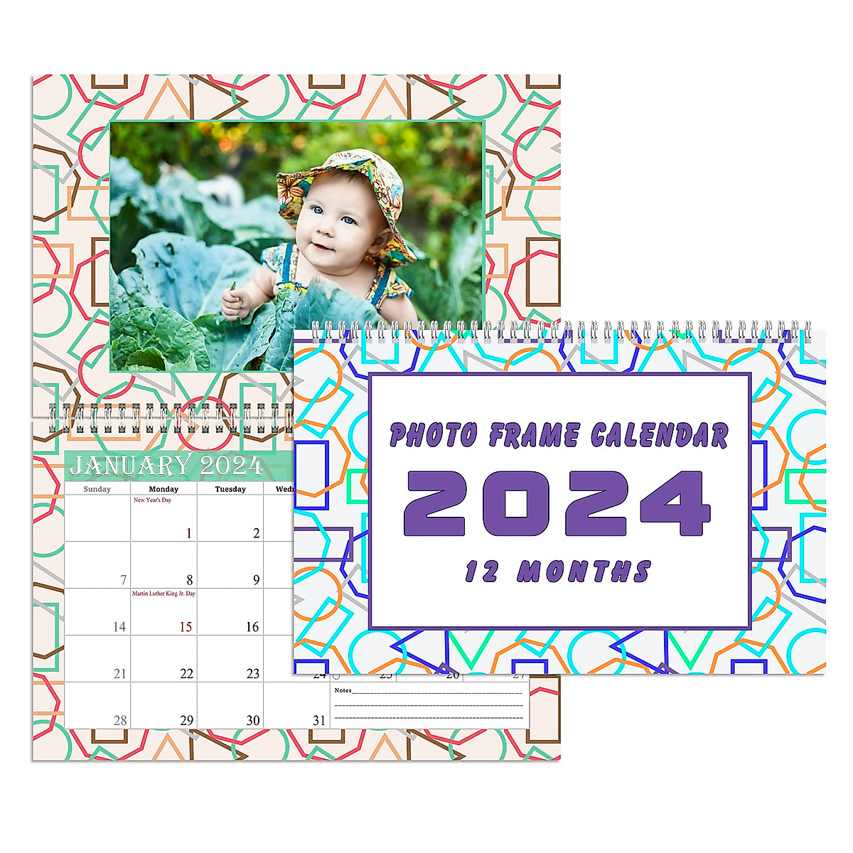 2024 Photo Frame Wall Spiral-bound Calendar (Add Your Own Photos) - 12 Months Desktop/Wall Calendar/Planner - (Edition #011)