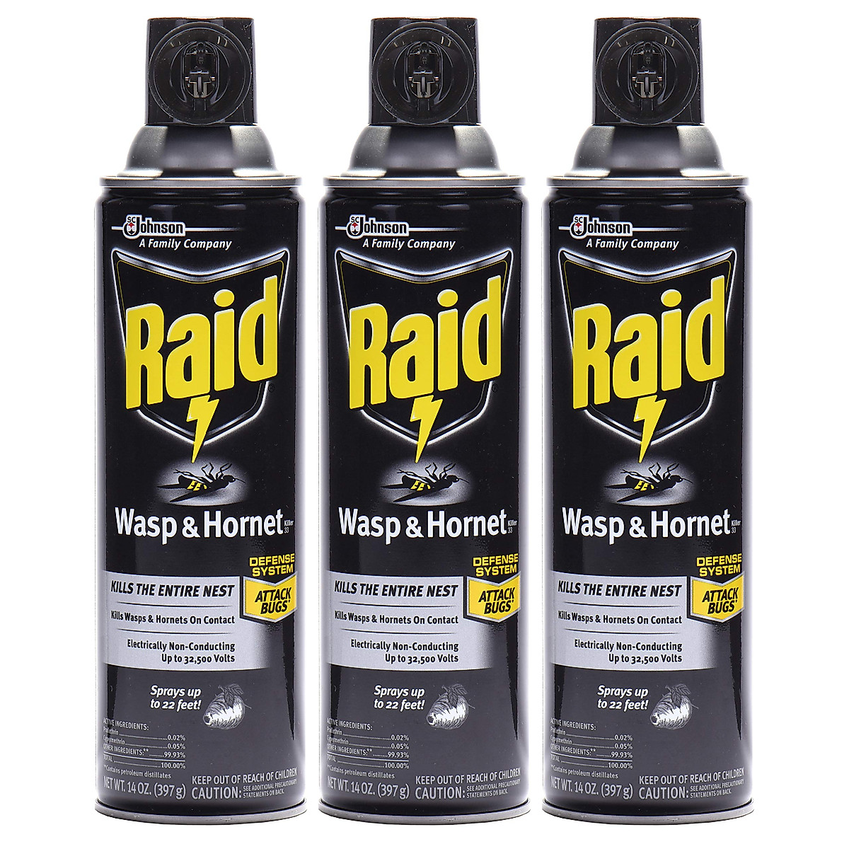Raid Wasp & Hornet Killer Spray (14 Ounce (Pack of 3)