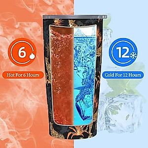 Yaxongx 20oz Tumbler Leopard Palm Tree Double Wall Vacuum Insulated Coffee Mug with Lid and Metal Straw Brush Reusable Stainless Steel Water Bottle Travel Cup Gifts for Car Ice Drinks Hot Beverage