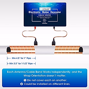 HQUA 5000E Electronic Water Descaler, Alternative Water Softener, Salt Free, Limescale and Rust Removal and Prevention
