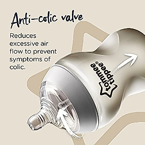 Tommee Tippee Closer to Nature Baby Bottles, Slow Flow Breast-Like Nipple with Anti-Colic Valve, 9oz, 3 Count, Colour My World Pacific - Pink