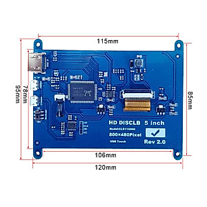 Aibesy 5 Inch HD Capacitive Touchscreen Display 800480 Resolution Small Portable Monitor with USB HD Interface Compatible with Raspberry Pi Educational Tool