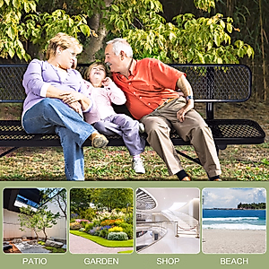 SUNDALY 8 Feet Heavy Duty Metal Park Bench with Back for Outside, Outdoor Bench with Portable Frame