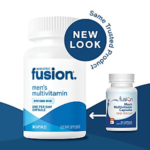 Bariatric Fusion One Per Day Bariatric Multivitamin with Iron for Men | with Prostate and Heart Support Vitamins* | Gastric Bypass and Sleeve Gastrectomy | 30 Capsules | 1 Month Supply