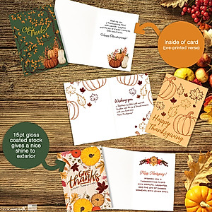 Thanksgiving Cards for Business & Family (Variety Pack of 5 Designs of Thanks) Greeting Card Set Pack of 20 Thanksgiving Cards with Envelopes (5x7 inch - A7) Office, Work, Employees & Clients VP2403