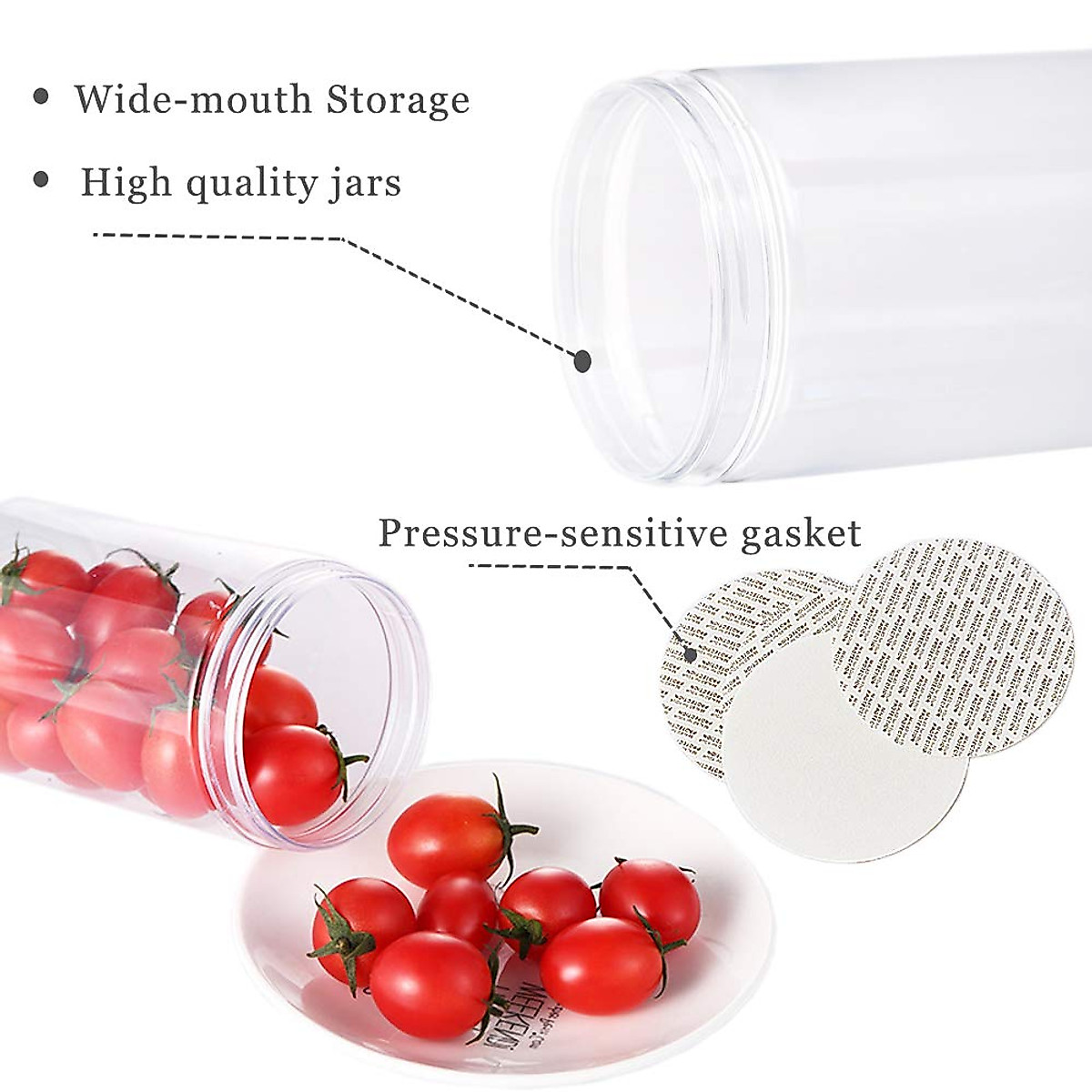 OJYUDD 12 Pack Clear Plastic Jars with Lids,Plastic Containers with Lids for Cosmetics, Lotions, Body Butters, Slime & Beauty Products(9.5 oz)