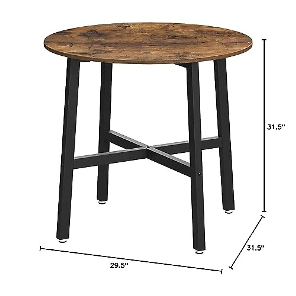 VASAGLE Round Dining Table, for Living Room, Office, Round Top, 31.5 x 31.5 x 29.5 Inches, Brown
