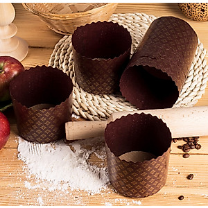 8oz Kulich Mold Easter Bread Paper Mold Paska |25 pcs| Easter Bread Forms - Panettone Paper Mold - Panettone Paper Baking Molds Universal - Brown Design W 3.55 x H 3.35-In