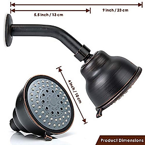 Voolan High Pressure Shower Head with Shower Arm - 5 Function Rain Shower Head - Comfortable Shower Experience Even at Low Water Flow - Oil-Rubbed Bronze