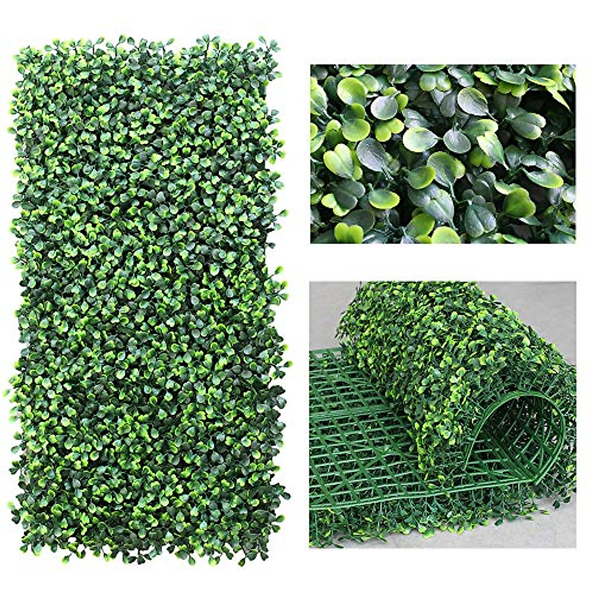 Goasis Lawn Artificial Boxwood Fence Panels Topiary Hedge Plant UV Protected Privacy Screen Outdoor Indoor Use Garden Fence Backyard Home Decor Greenery Walls (24 Pack)