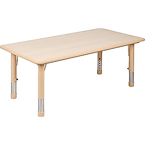 Flash Furniture Wren 23.625"W x 47.25"L Rectangular Natural Plastic Height Adjustable Activity Table
