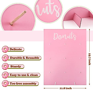 TRUSBER Donut Wall Display Stand Reusable Donut Holder Wood Donut Board for Baby Shower, Birthday Party, Wedding