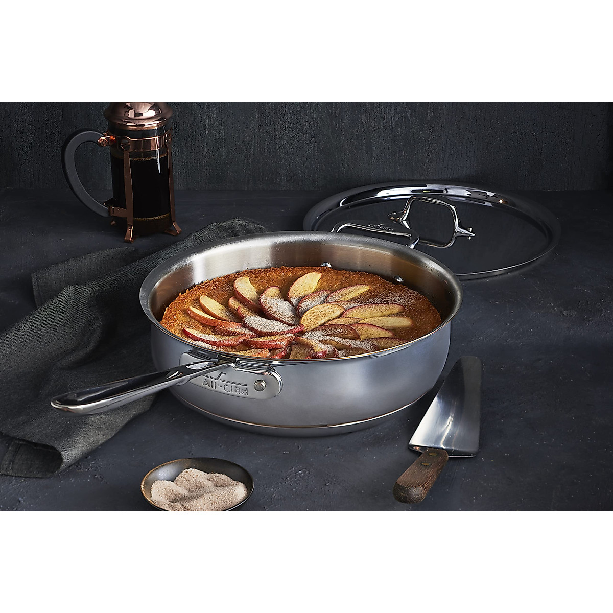 All-Clad 61211SSEURO Copper Core Sauté Pan, Conical with Lid, 28.4 cm, 4 L, Stainless Steel, Suitable for Induction Cookers