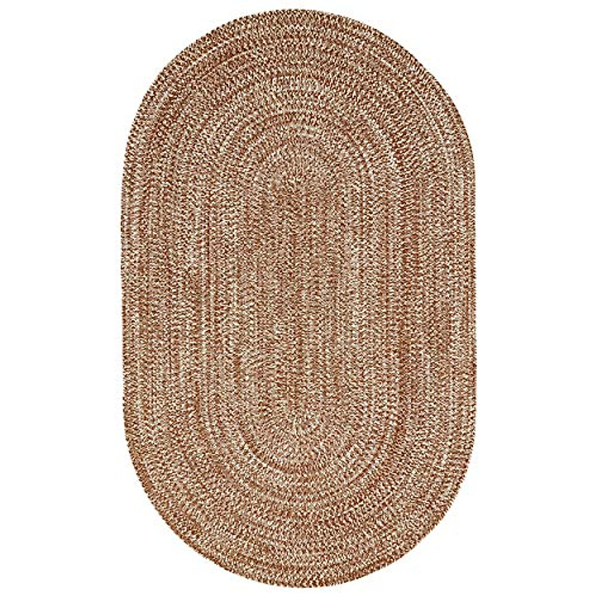 SUPERIOR Kinallen Reversible Braided Oval Indoor/Outdoor Area Rug, 8' x 10', Brick-White