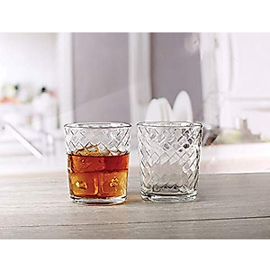 Circleware Chevron Set of 4 Whiskey Drinking Glasses Glassware for Water, Beer and Bar Liquor Dining Decor Beverage Cups Gifts, 4 Count (Pack of 1)
