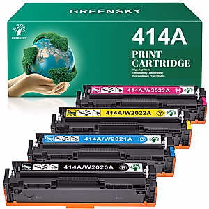 GREENSKY Compatible 414A Toner Cartridge 4 Pack Replacement for HP 414X W2020A W2021A W2022A W2023A for Color Laserjet Pro MFP M479fdw M479fdn M454dw M454dn M479 Printer Ink(Black Cyan Yellow Magenta)