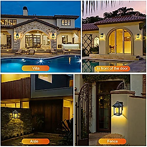 INDARUN Solar Wall Lantern Lights with 3 Modes, Solar Lights Outdoor Waterproof, Dusk to Dawn Motion Sensor LED Wall Sconce, Porch Barn Light, Warm White Lighting for Garage, Yard, Patio