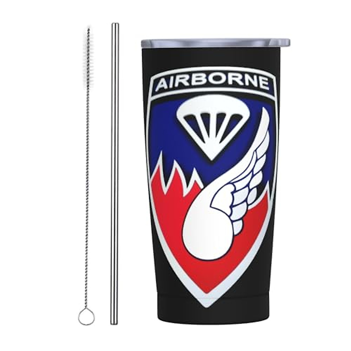 DEUASS 187th Infantry Regiment Insignia 20oz Tumbler With Lid And Straw Stainless Steel Vacuum Insulated Coffee Travel Mug Thermal Cup For Outdoor