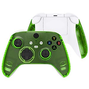 eXtremeRate Side Rails Grips Shell for Xbox Core Wireless Controller, Clear Green Replacement Part Front Housing Cover Handles Faceplate for Xbox Series X & S Controller [Controller Excluded]
