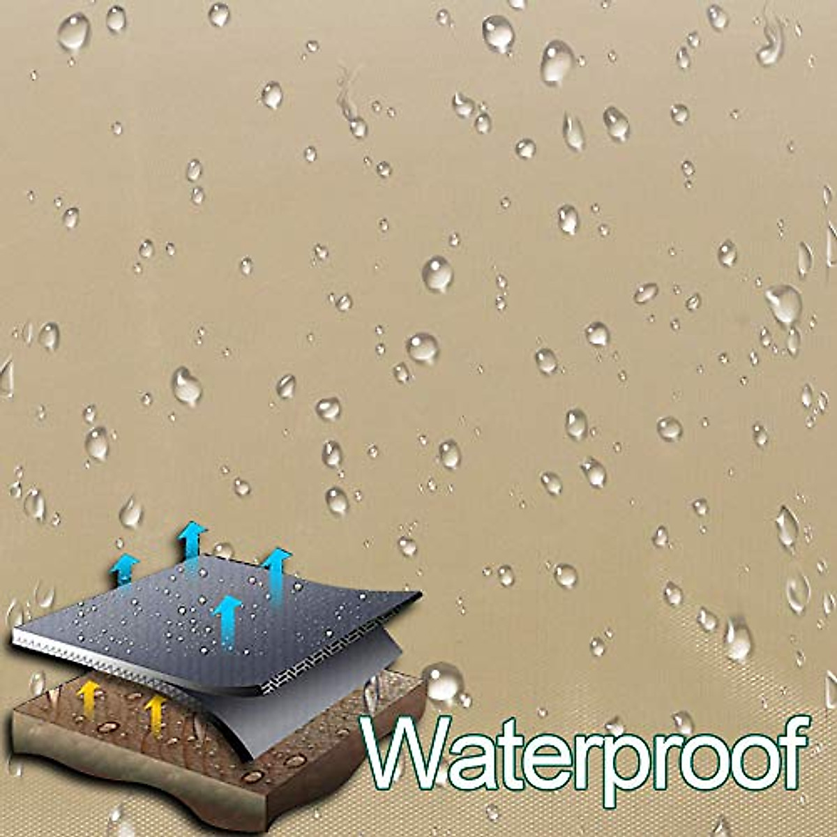 BullStar Patio Swing Chair Cover 3 Triple Seater Outdoor Hammock Cover Waterproof Windproof Furniture Protector 87 Inch LX67 Inch HX50 Inch W,Beige