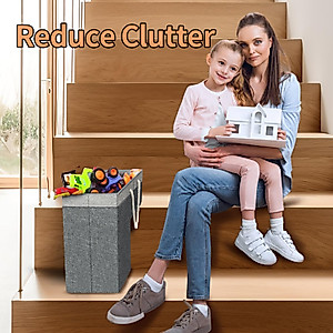 Stair Basket for Stairs with Handle, Staircase Baskets for Carpeted and Wooden Stairs,16" Step Storage Laundry basket for Stairs, Toys, Clothes, Books, Tools, Magazine, with Hard Board, Anti-slip