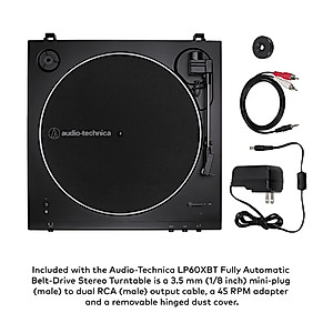 Audio-Technica AT-LP60XBT Bluetooth Stereo Turntable (Black) Bundle with 3' Powered Bluetooth Studio Monitors - Pair (2 Items)