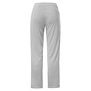 Wirziis Yoga Pants Womens Elastic Waist Tummy Control Lounge Wide Leg Pants Workout Bootleg Trousers, 4 Pockets Work Flare Pants, 04#gray