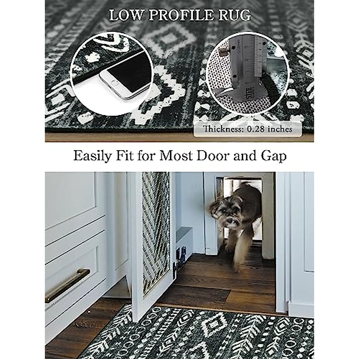 Lahome Farmhouse Moroccan Throw Rug, Washable 3x5 Bedroom Rugs Non Skid Home Office Area Rug Low-Pile Laundry Room Mat, Bohemian Tribals Soft Kids Playroom Nursery Room Floor Carpet