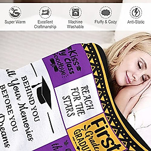 NICEFORNICE Custom Graduation Blanket Gifts, 40"x30" Cozy Flannel Throw Blankets, Personalized Graduate Class of 2023 Gift for Her Him, Senior School University College Students