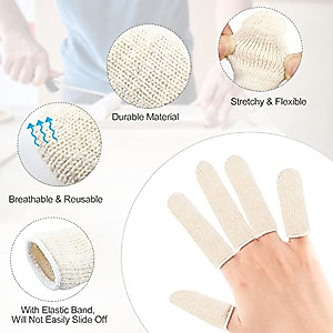 60 Pieces Cotton Finger Cots Reusable Finger Toe Sleeves Wear Resistant Thumb Protector Fingertips Cushion Cover for Kitchen Garden Sculpture Work (3 Inch & 2 Inch)