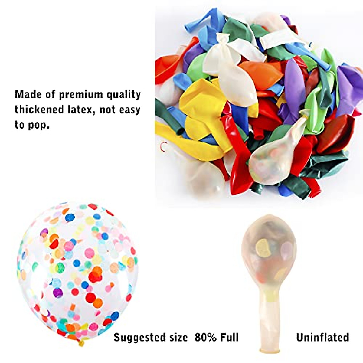 RUBFAC Rainbow Balloons Garland Arch Kit, 129pcs 12 Assorted Color Balloons Colorful Party Balloons for Birthday Party Baby Shower Decoration