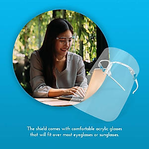 Artnaturals Protective Face Shield - 5 Pack - Reusable - Clear Glasses Frame - Full Face Visor Guard Mask- Anti-Fog Transparent Protection from Splash Droplets & Saliva