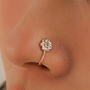 Nose Adjustable Ring for Women Fake Ring Piercing Nose Non-Piercing Fake Ring Nose Ring Clip-On Nose Jewelry Nose Piercing Jewelry Stud (B, One Size)