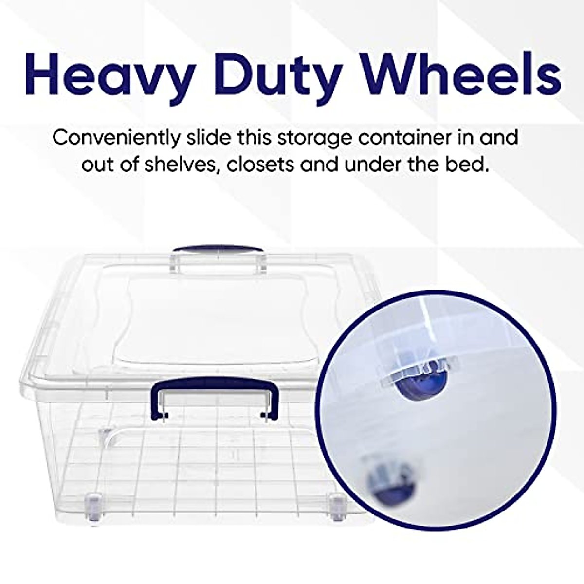 Superio Under Bed Clear Storage Bin with Lid, Stackable Plastic Storage Container with Latch Closure (42 Quart- Under Bed)