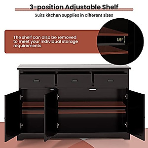 Giantex Sideboard Buffet Server Storage Cabinet Console Table Home Kitchen Dining Room Furniture Entryway Cupboard with 2 Cabinets and 3 Drawers Adjustable Shelves, Brown