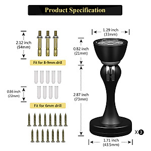 Magnetic Door Stop, Black Magnetic Door Stopper Brushed Stainless Steel Heavy Duty Floor Wall Mount Doorstop Catch Holder Oil Rubbed Magnetic Door Stops for Bottom of Door, Keep Door Open 2 Pack