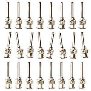 24 Pack - Dispensing Needles with Luer Lock 14 Ga x 0.5 Inch Length, All Metal 304 Stainless Steel, Blunt Tip for Refilling E-Liquid, Inks and Syringes