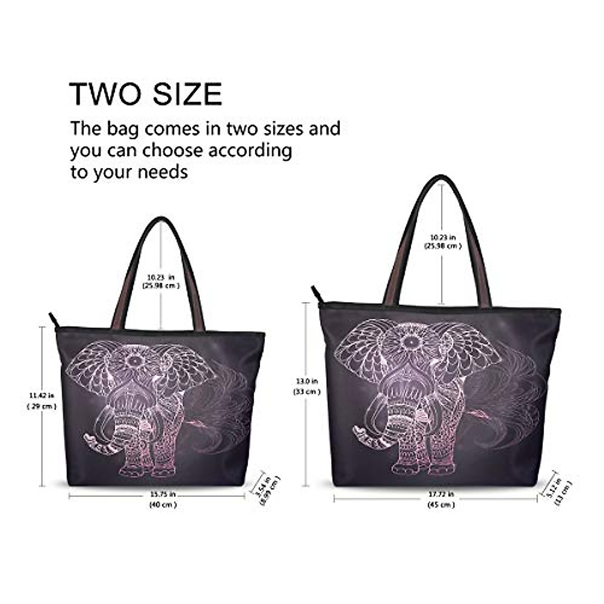QMXO African Ethnic Elephant Handbags and Purse for Women Tote Bag Large Capacity Top Handle Shopper Shoulder Bag