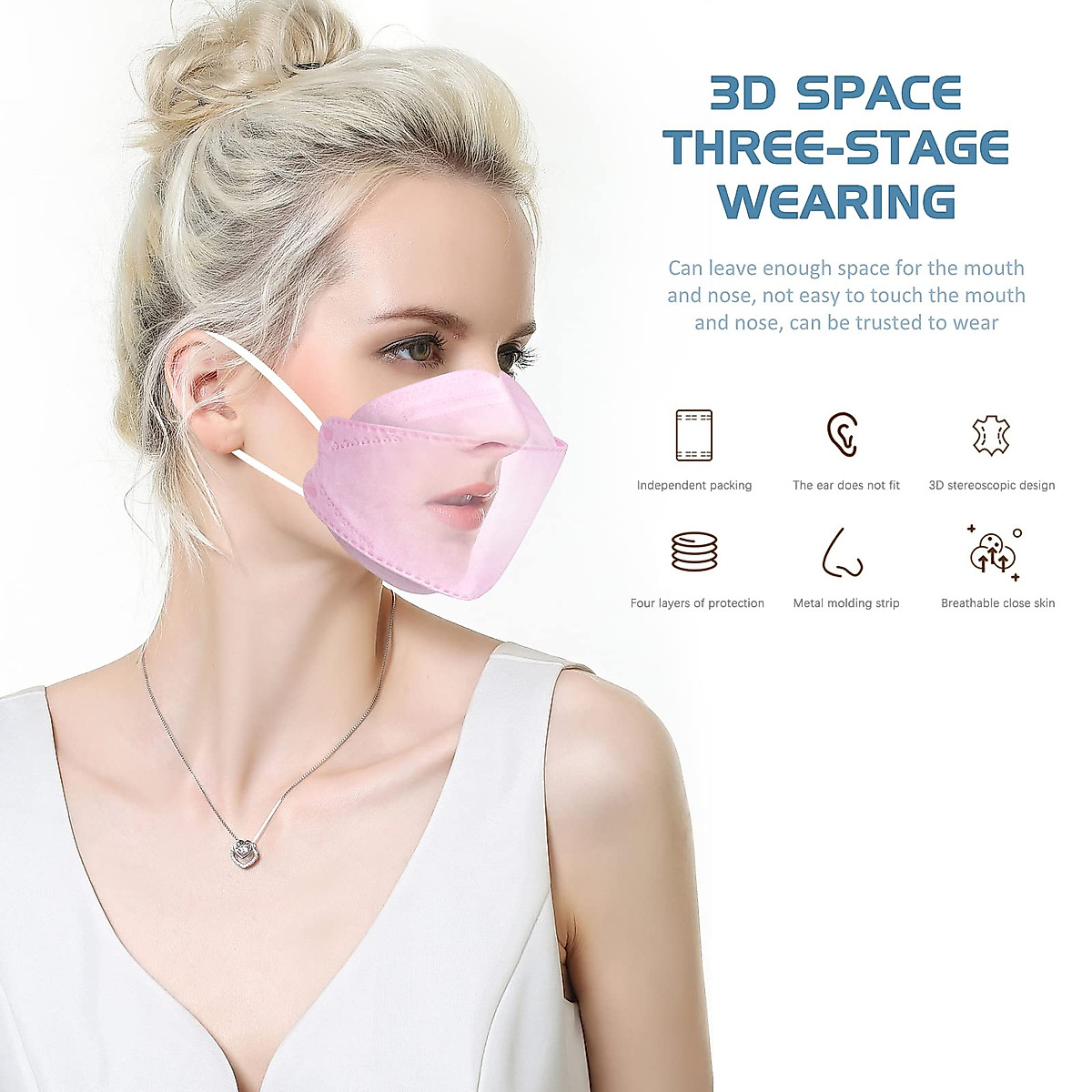 LOGAO 60 individually packaged adult disposable KF94 black + white masks.